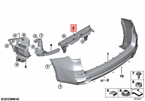 Genuine BMW X5 F15 F85 X5 25d 25dX 28iX Mount Bumper Rear Center ...