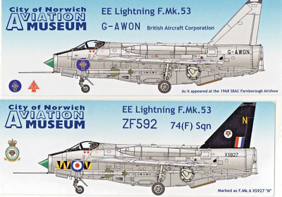 English Electric Lightning FMk53 G-AWON/ZF592. stickers (2) | eBay UK