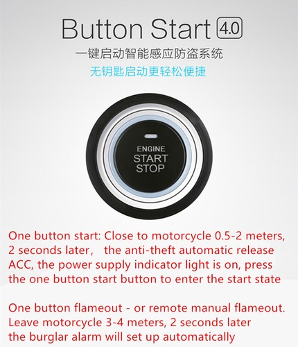 One Key Start Ignition Engine Car Starter Push Button Remote Alarm ...