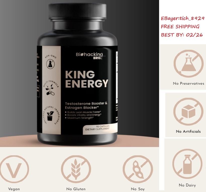 Testosterone Booster Tablets Biohacking Bro King Energy - 90 Count EXP ...