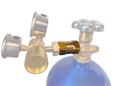 CGA-320 to CGA-580 CO2 Cylinder to Argon Nitrogen Regulator BRASS ...