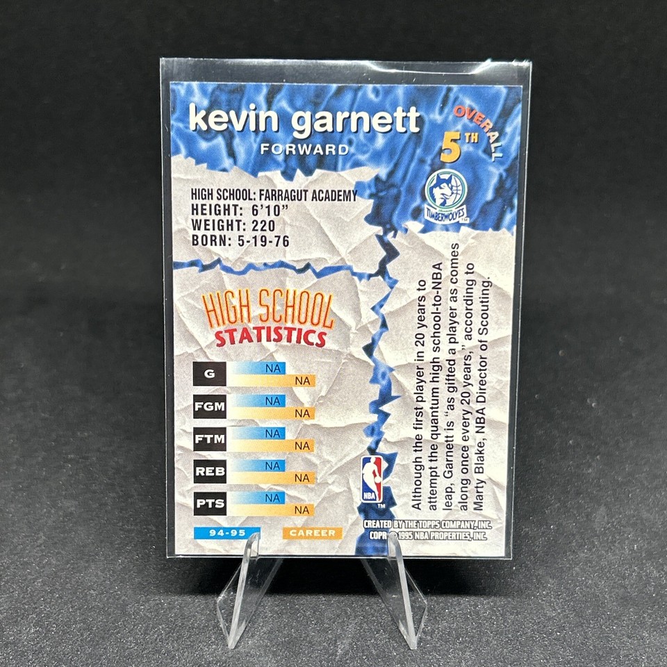 1995 Topps Stadium Club KEVIN GARNETT Rookie RC Draft Pick | eBay