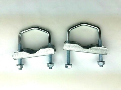 Pair Aerial Pole Mast CB Ham Quality Steel Clamps TV Antenna Bracket 40 ...