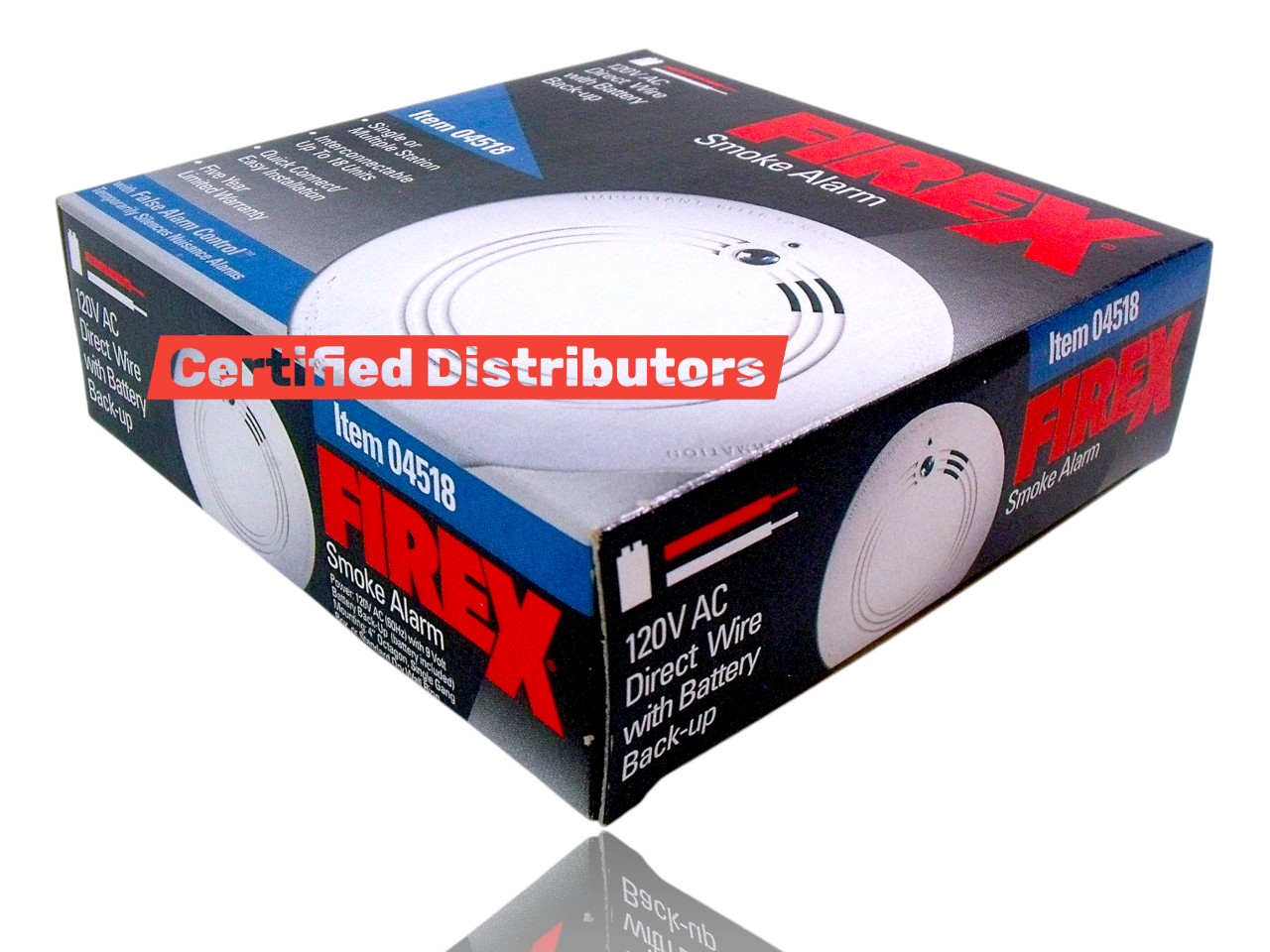 Firex 04518 Smoke Alarm Detector 120V AC Direct Wire with Battery Backup