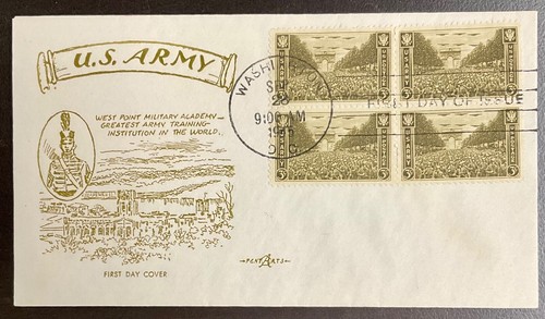 934 Pent Arts West Point Military Academy cachet Army in World War II ...