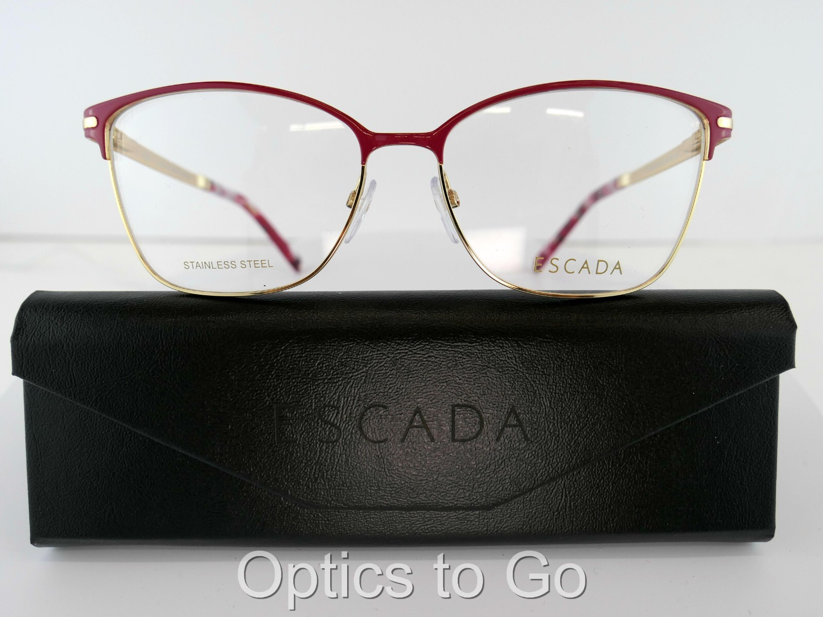 Escada VESD42K (55AH) RUBY / GOLD 55-15-140 STAINLESS STEEL Eyeglass ...