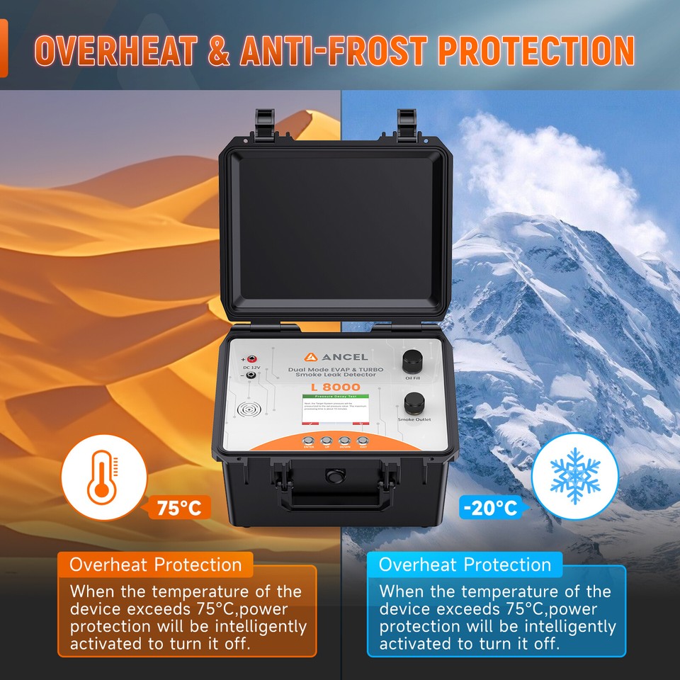 ANCEL L8000 EVAP Smoke Machine Tester Pipe Leak Detector Car Turbo Test ...
