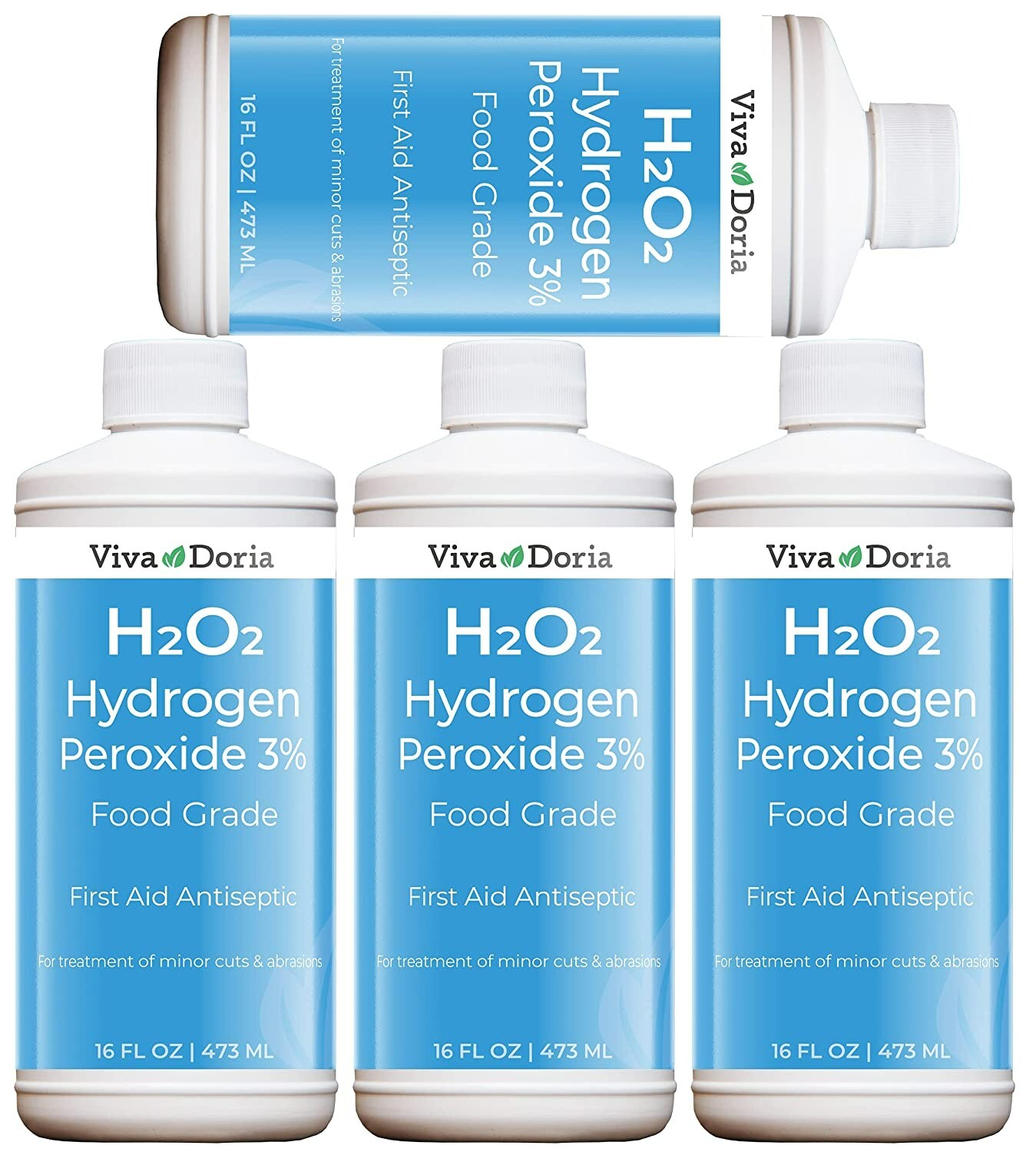 Viva Doria Hydrogen Peroxide 3%, Food Grade, 16 Fluid Ounce (Pack of 4 ...