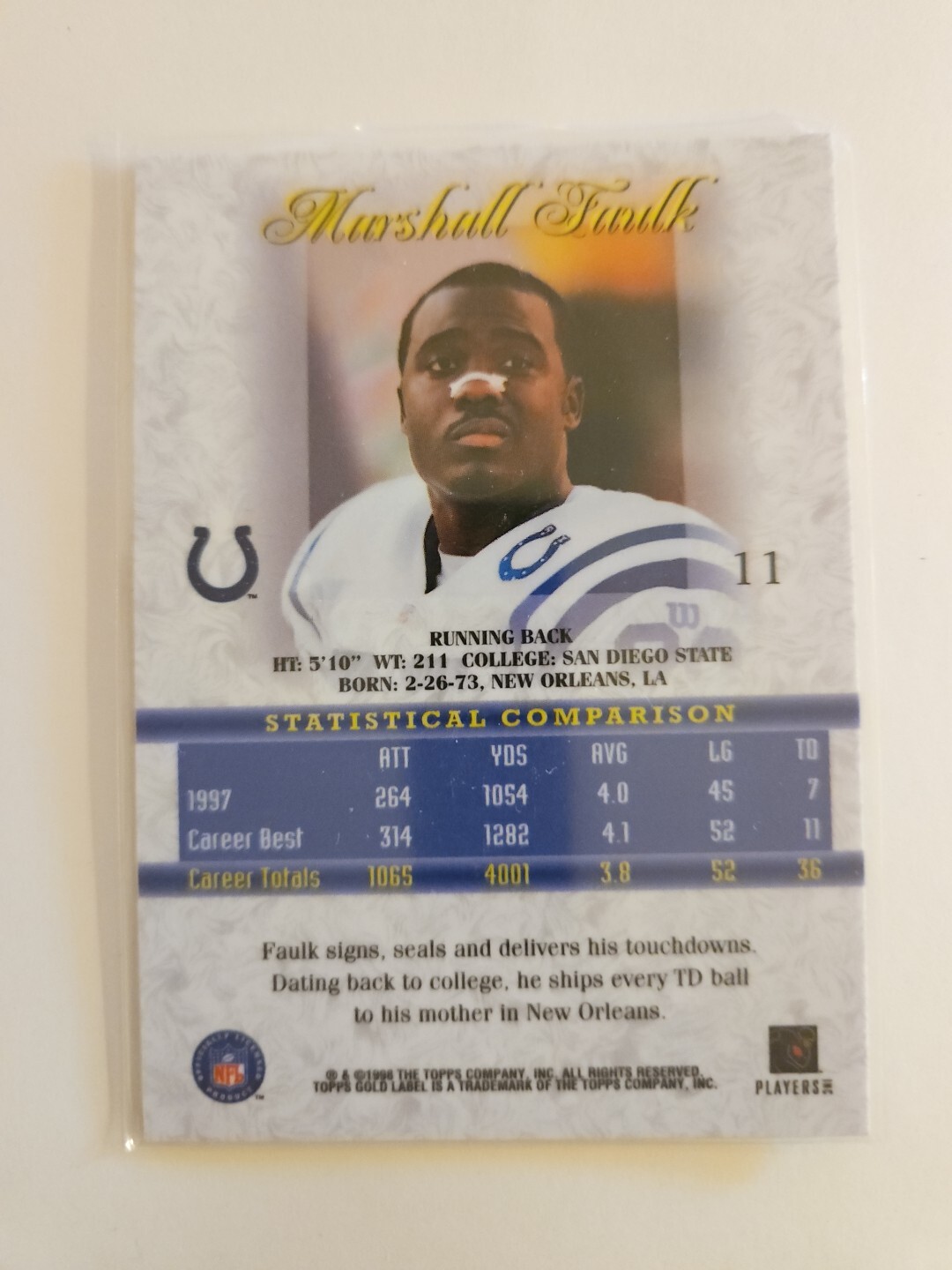 1998 Topps Gold Label - Class 1 #11 Marshall Faulk for sale online | eBay