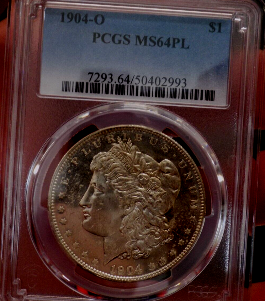 MORGAN SILVER DOLLAR 1904 O PCGS MS 64 PL GLASSY DEEP MIRRORS LOOKS ...