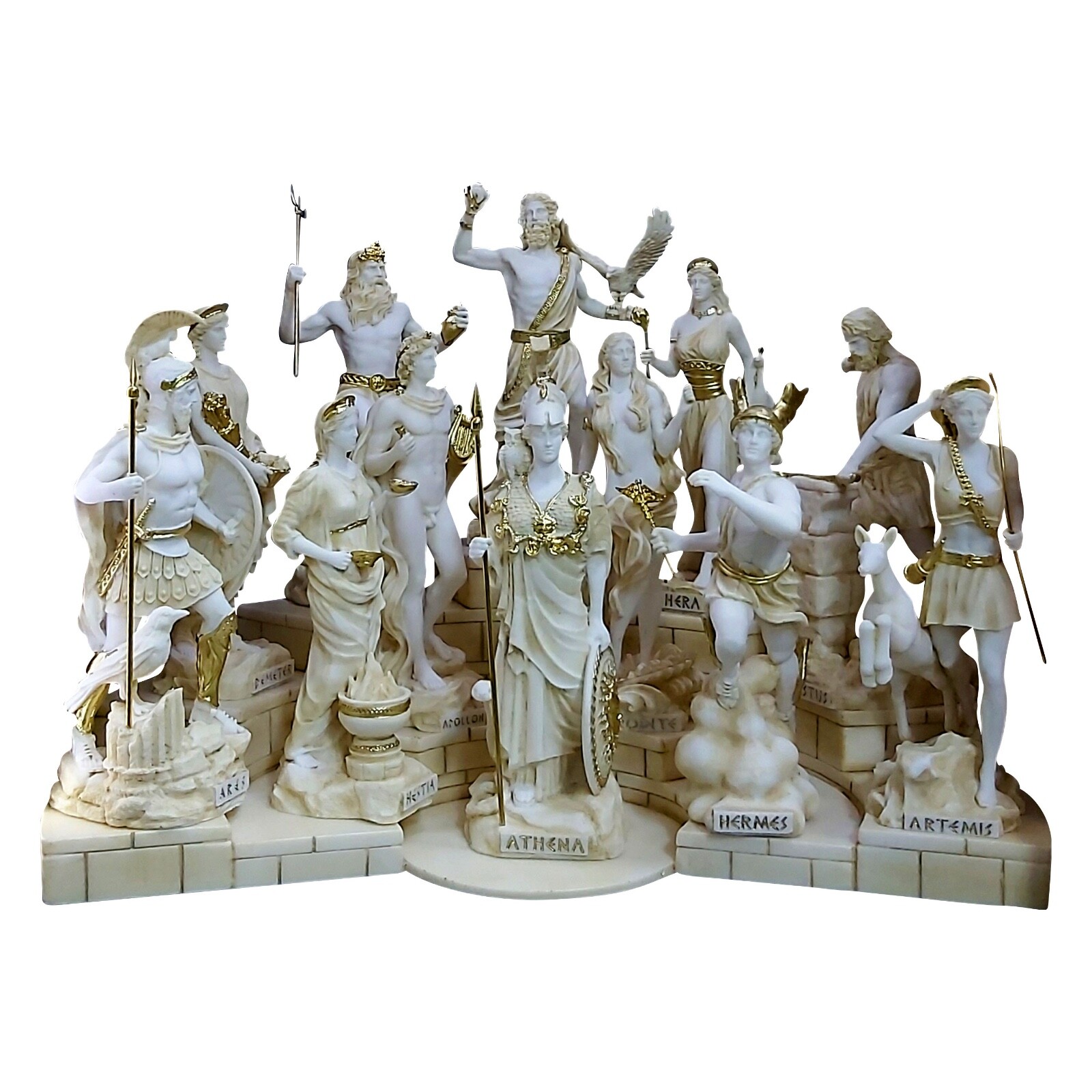 Set 12 Twelve Greek Roman Olympian Gods Pantheon Statue Sculpture ...