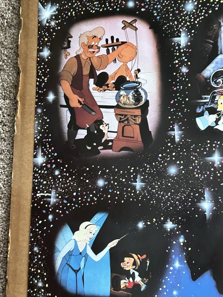Vintage Pinocchio Walt Disney Company original 1986 Poster Scenes Movie ...