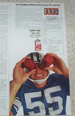 1969 print ad - NFL Wayne Walker football - Pure-Pak MILK cartons ...