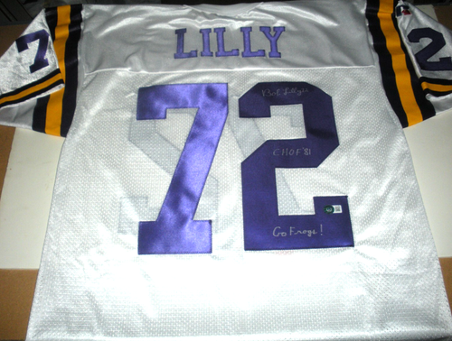 BOB LILLY TCU HORNED FROGS BECKETT/COA SIGNED OFFICIAL LICENSED RUSSELL ...