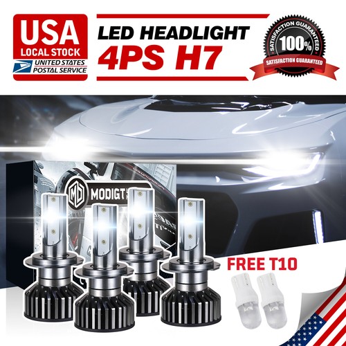 Set of(4) H7 LED Headlight Bulb Conversion Kit High/Low Beam Fit For ...