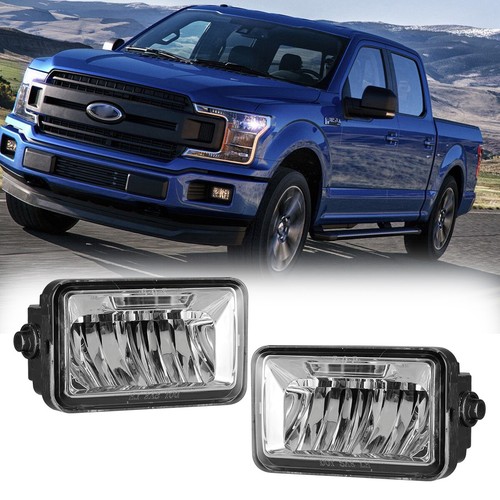 LED Fog Lights For 2015-2018 Ford F-150 Assembly Rectangle Lamps Clear ...