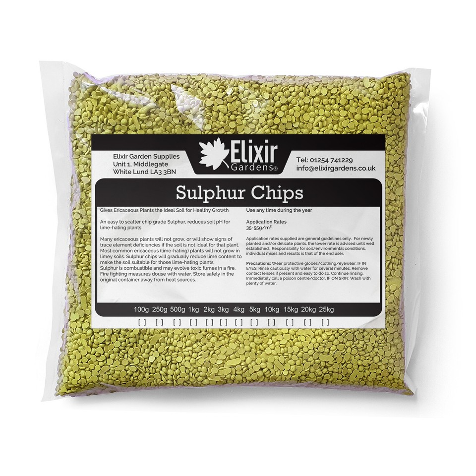 Sulphur Chips (Brimstone 90) Slow Release Fertiliser Prills & Soil ...