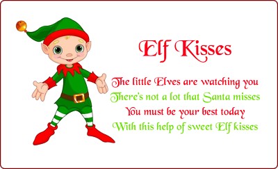 ELF KISSES CHRISTMAS STRIPED STICKERS NOVELTY POEM VERSE LABELS ...