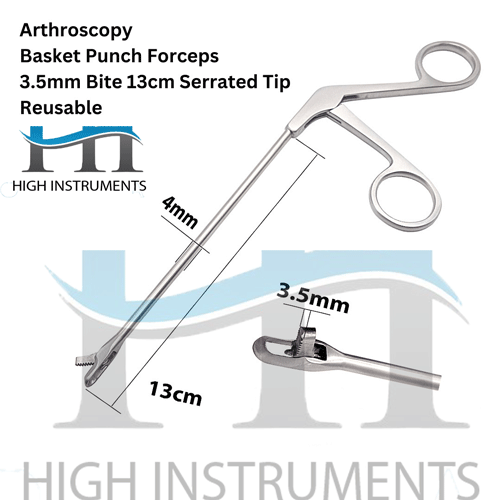 Arthroscopy Basket Punch Forceps 3.5mm Bite Serrated Tip Reusable Ortho ...