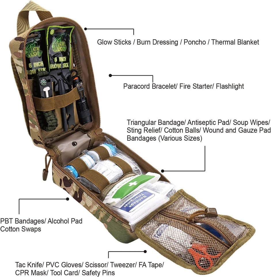 EVERLIT 250pc Survival First Aid Kit IFAK EMT Molle Trauma Bag Camo ...