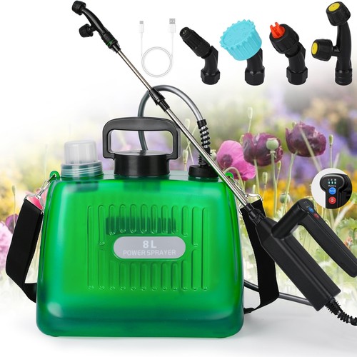 Battery Powered Sprayer 2 Gallon, Electric Sprayer with 4 Mist Nozzles ...