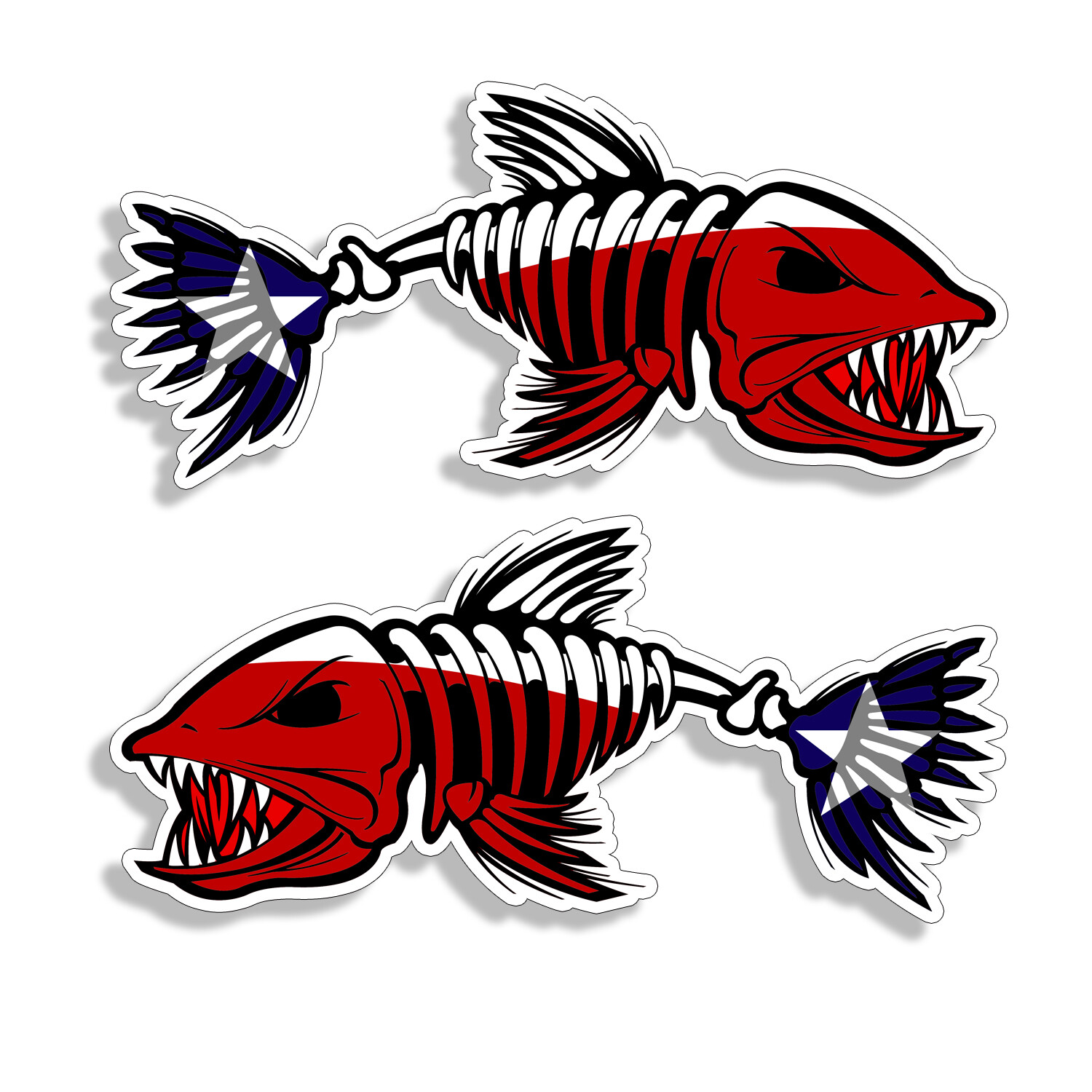 Pair Texas Bone Fish Sticker TX Flag Fishing Boat Cooler Car Window ...