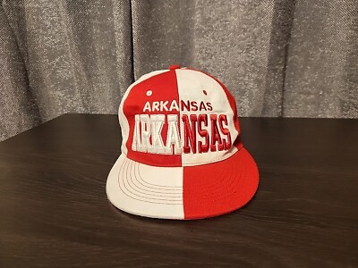 rare VINTAGE Arkansas Razorback Hat Snapback Icon color block big logo ...