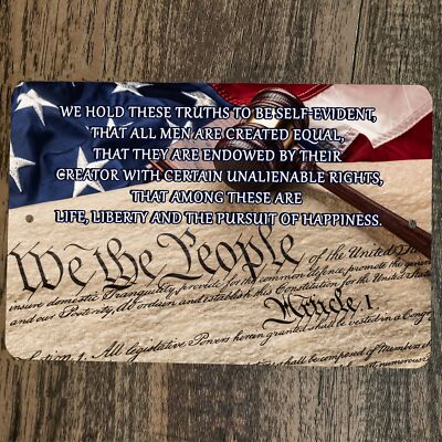 Jefferson Declaration of Independence Quote 8x12 Metal Wall Sign We The ...
