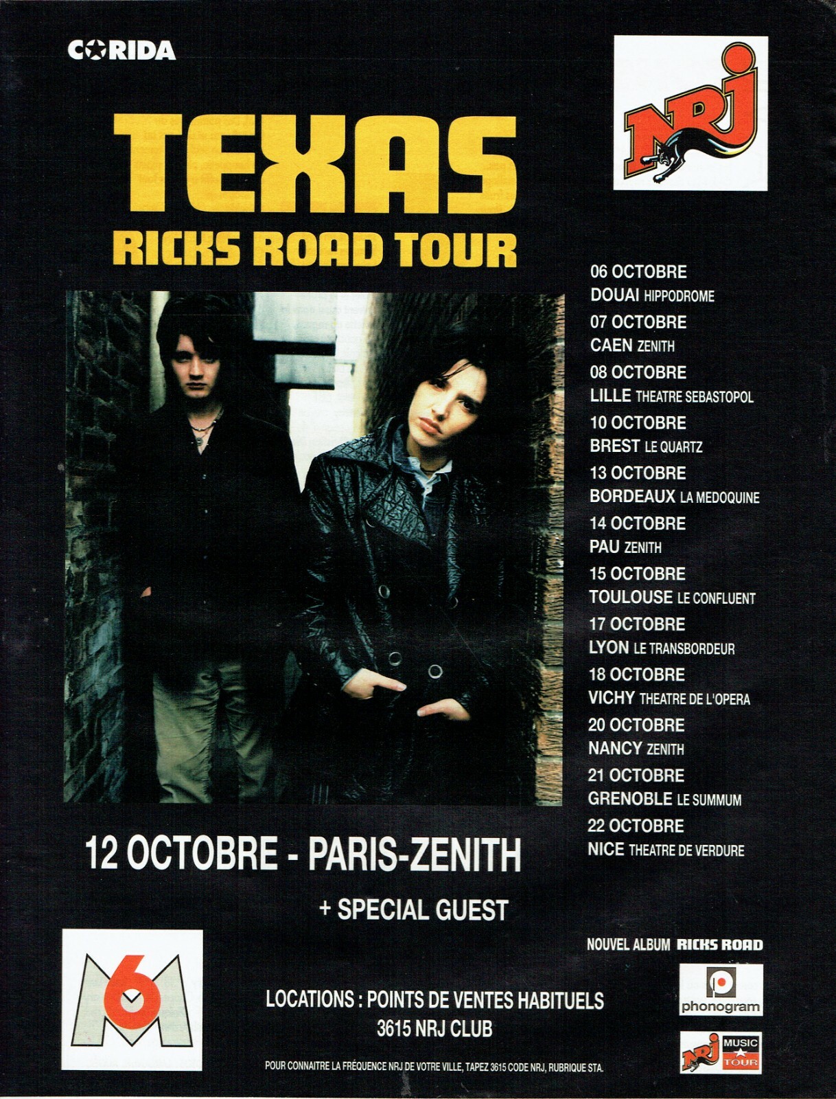 Publicité Advertising 089 1994 concert Texas ricks road tour Paris ...