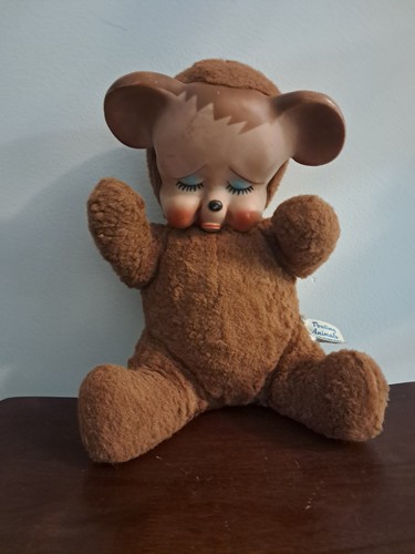 VTG 1950's Knickerbocker Pouting Teddy Bear Rare Orange Plush Rubber ...