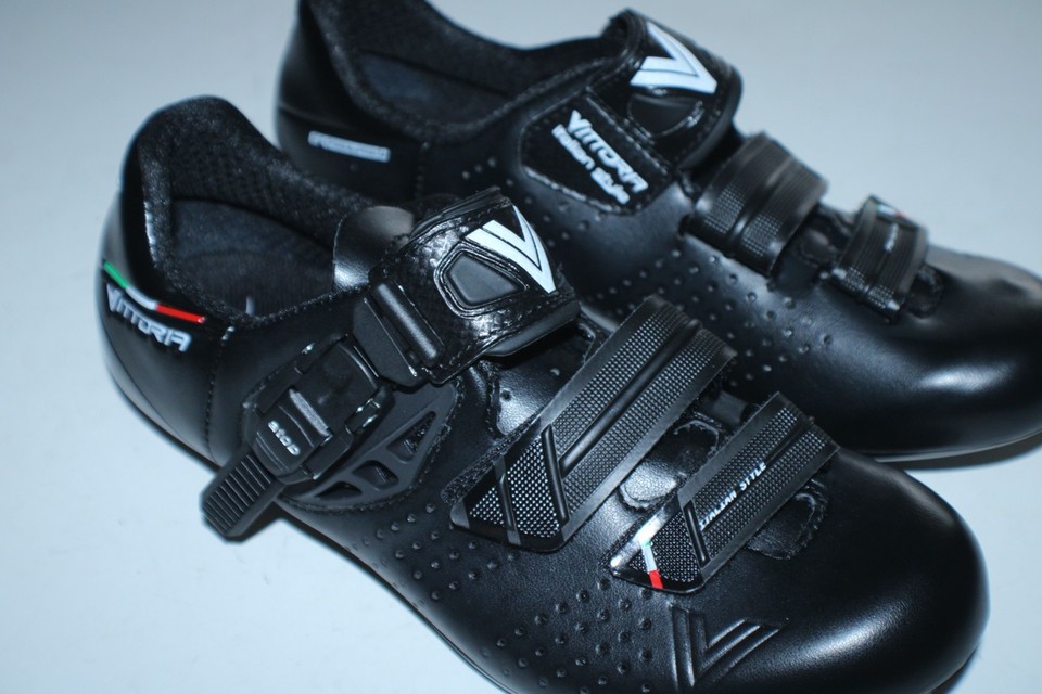 Vittoria Hera Cycling Road Bike Shoes Black Ratchet 3-Bolt Look Italy w ...