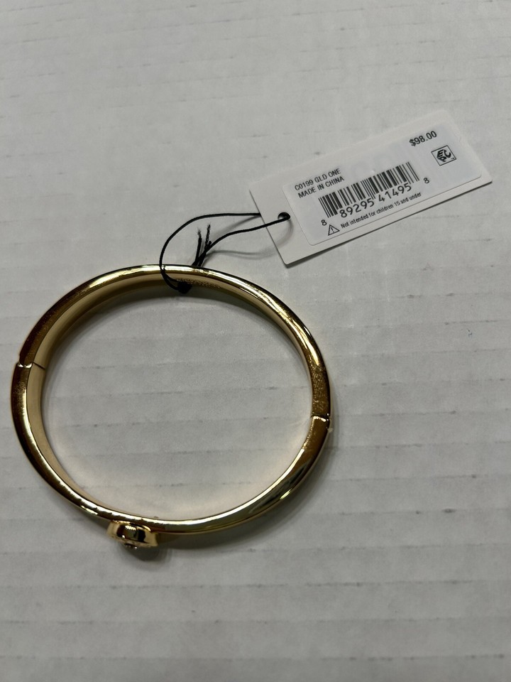 COACH Open Circle Hinged Bangle Gold Color Coach Embossed on Bracelet ...