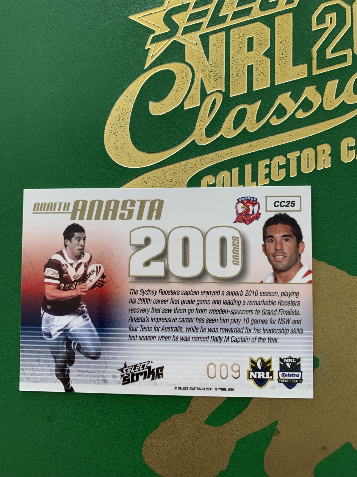 Select NRL Limited Edition Case Card: 2011 NRL Strike CC25 Braith ...
