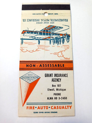 Vintage Matchbook: Frankenmuth Mutual, Grant Insurance, Elwell, MI | eBay