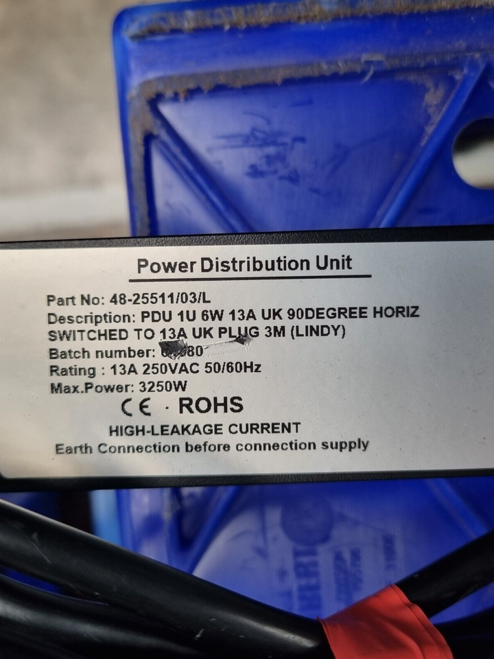 LINDY 48-25511/03/L PDU 1U 6W 13A UK 3M PLUG POWER DISTRIBUTION UNIT ...