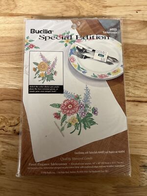 Vintage Bucilla Special Edition Floral Table Runner 64525 14”x44” 1996 ...