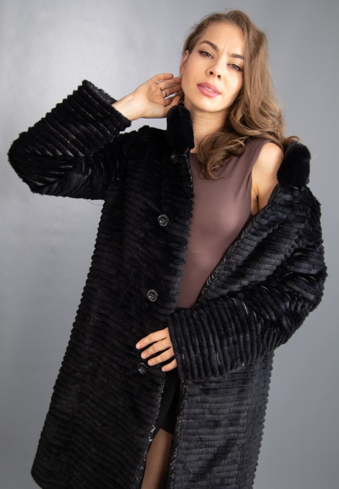 16040 NEW AMAZING REVERSIBLE SHEARED BEAVER COAT FUR JACKET BEAUTIFUL ...