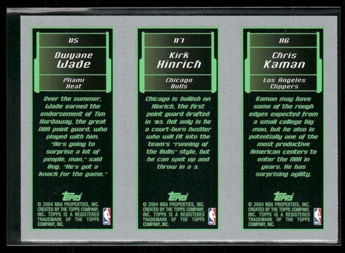 2003-04 Topps Rookie Matrix Chris Kaman / Kirk Hinrich / Dwyane Wade RC ...