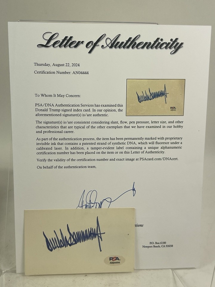 Early Donald Trump Autographed Signed Index Card PSA DNA Letter Of ...