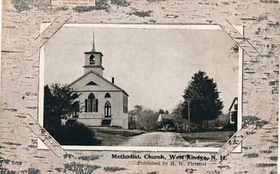 METHODIST CHURCH, WEST RINDGE, N.H. NEW HAMPSHIRE. FRAMED FORMAT ...