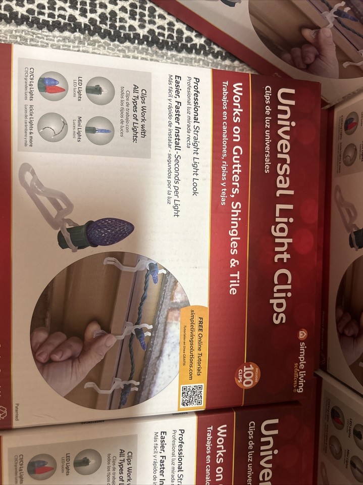 Simple Living Universal Light Clips, C7, C9, LED, Icicle, 100 Clips ...