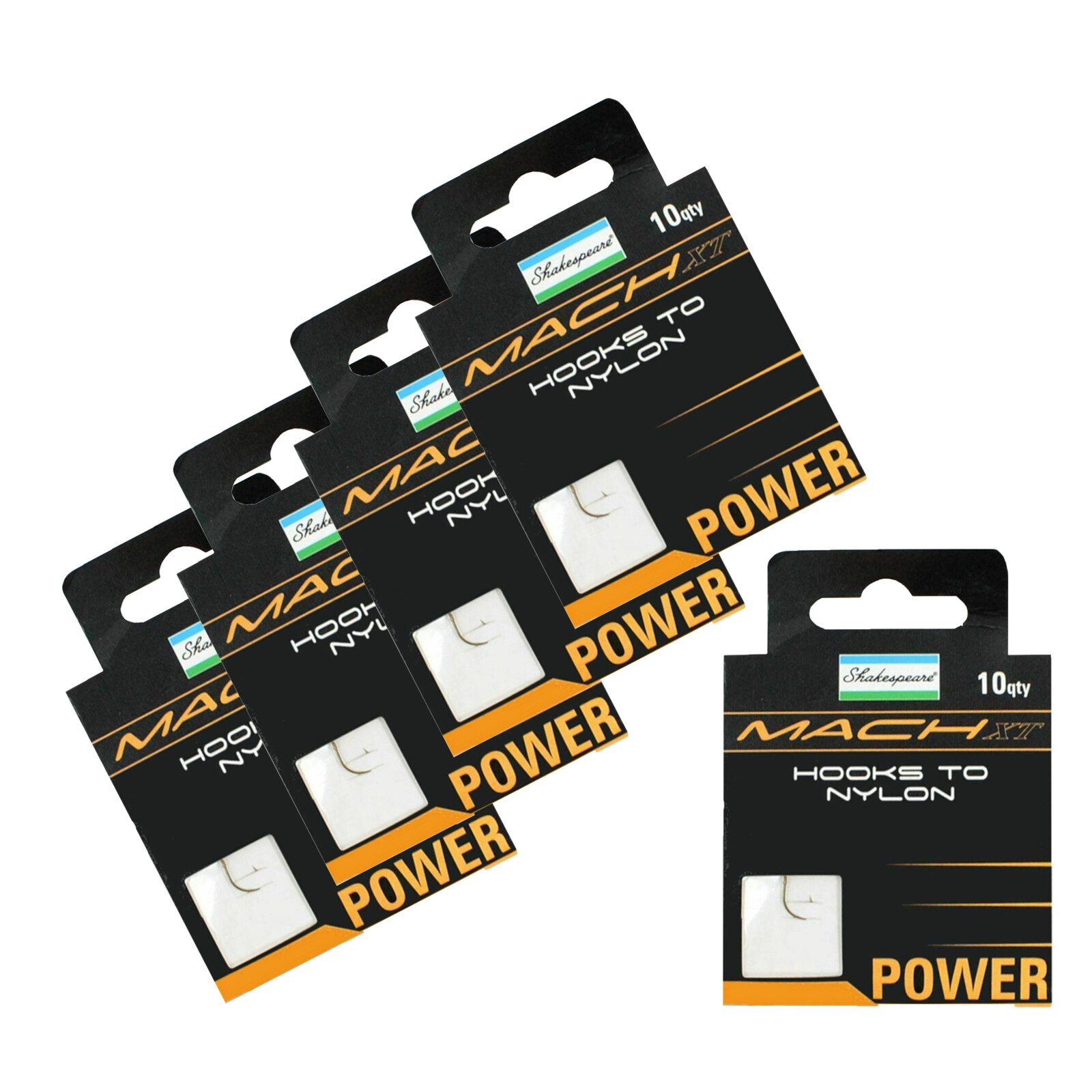 Shakespeare Mach XT Hooks Nylon Barbed/Barbless All Sizes 5 Pack Bulk ...