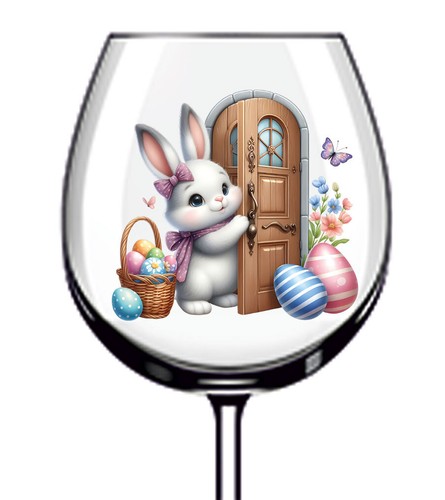 12x Easter Bunny Rabbit Flower Egg Wine Glass Bottle Vinyl Sticker ...
