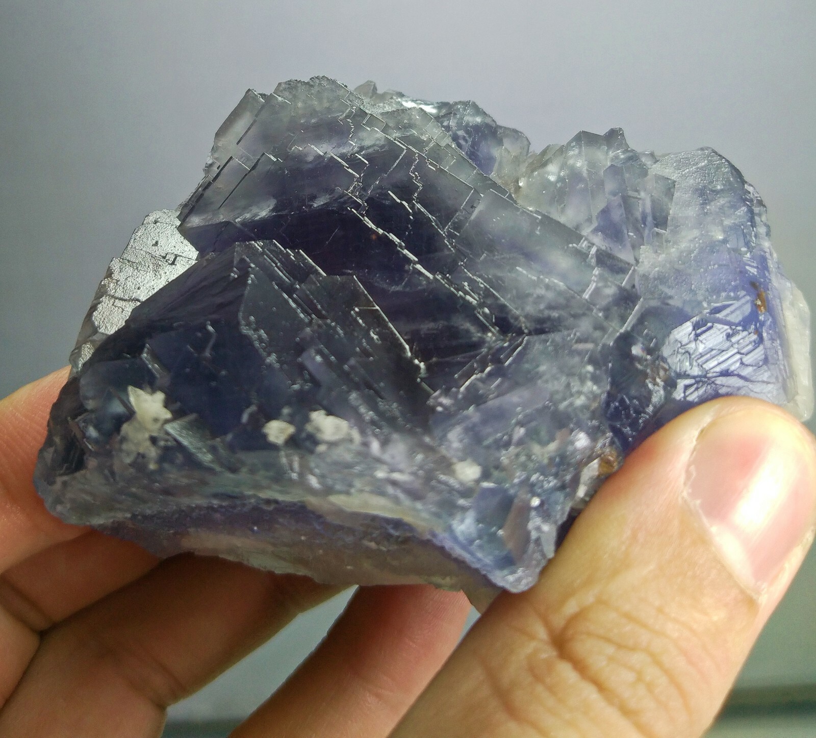Natural fine quality aesthetic cubic blue fluorite crystal 264.4 grams ...