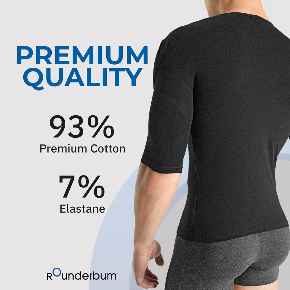 Rounderbum | Compression Shirt Men - Mens X-Small, Black Padded Muscle ...