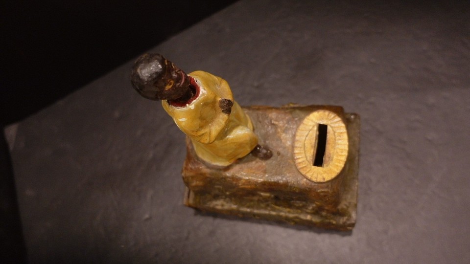 ANTIQUE WOOD "ALMS FOR THE POOR" MECHANICAL BANK - AMERICAN ca. 1920s ...