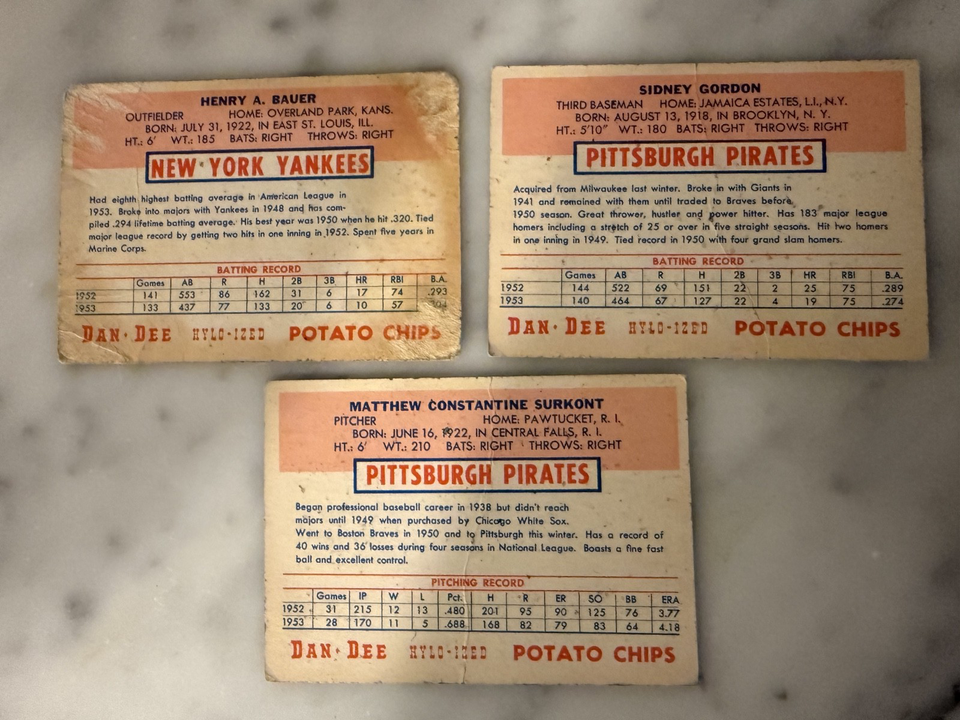 1954 Dan-Dee - Hank Bauer , Max Surkont , Sid Gordon | eBay