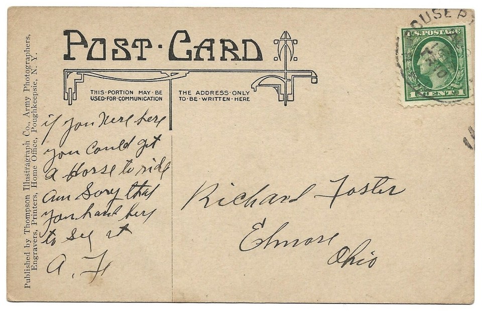 1917 Postcard Plattsburg Training Camp Troops on Drill Cursive Writing ...