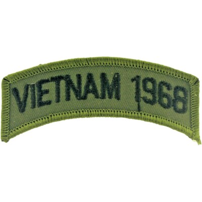 VIETNAM TAB "VIETNAM 1968" (SUBDUED) Embroidered Shoulder Patch 3-1/2 ...