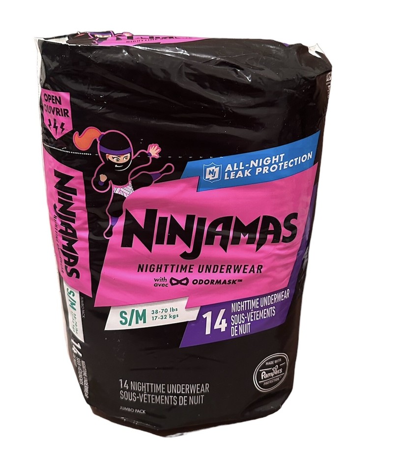 Ninjamas Nighttime Bedwetting Underwear, Girl, Small/Medium (14 Ct ...